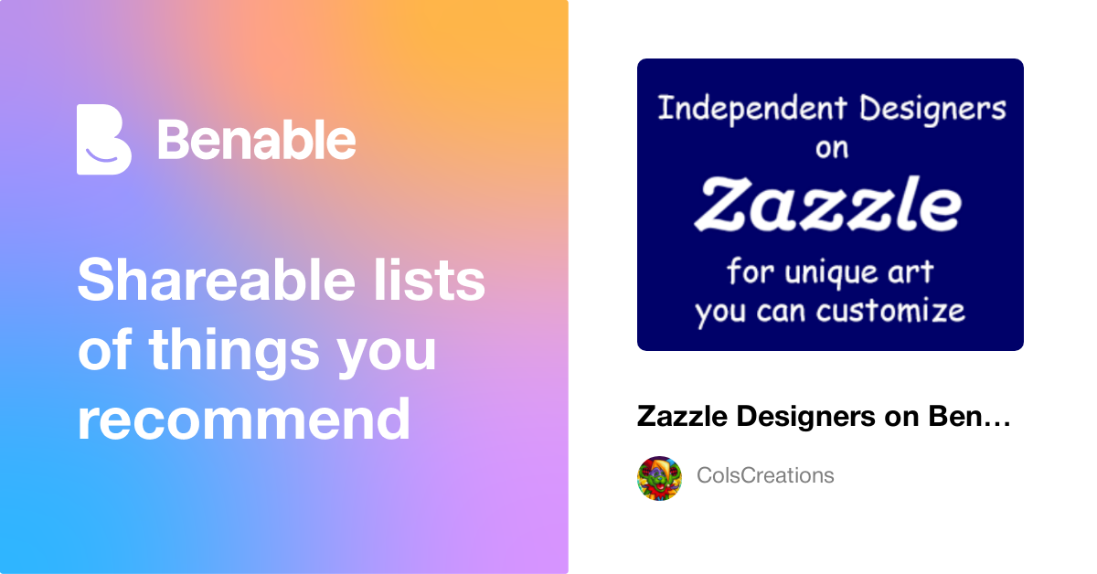Zazzle Designers on Benable
