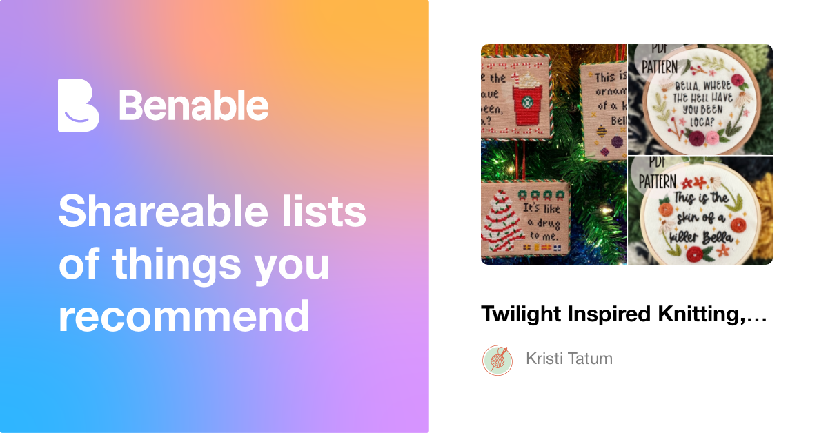 Twilight Inspired Knitting, Crochet, Embroidery, and Cross Stitch Patterns