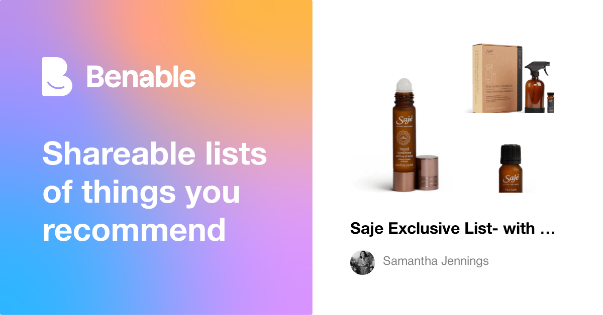 Saje Exclusive List- with shopping link!