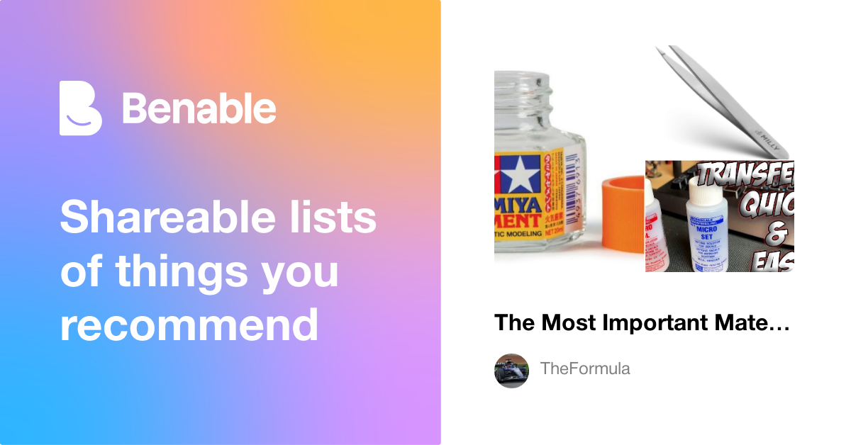 The Most Important Materials for Scale Modelling