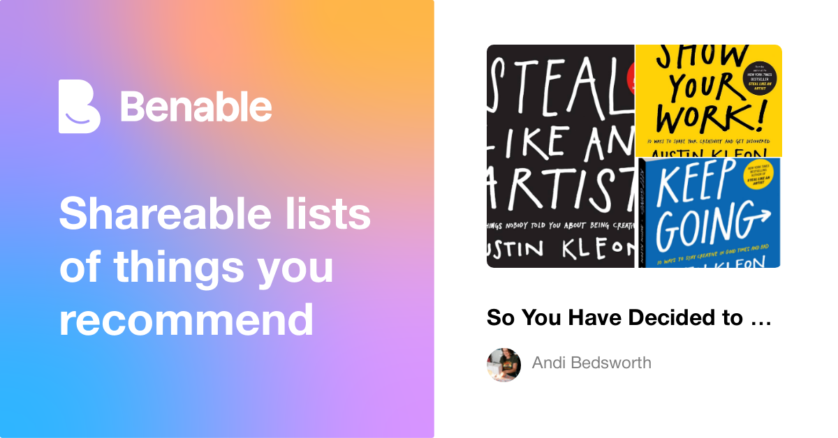 So You Have Decided to be an Artist!