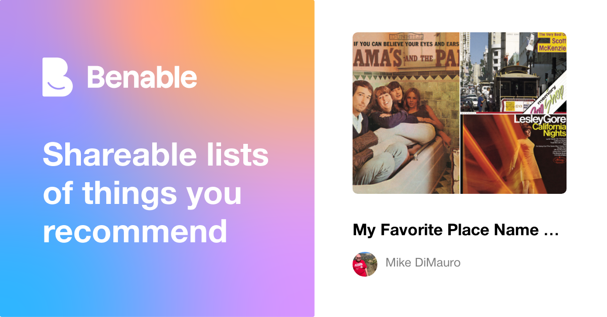 My Favorite Place Name Songs