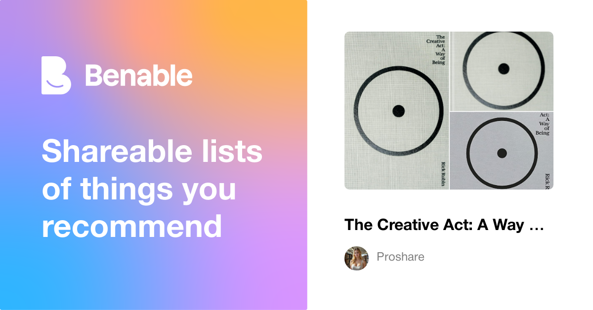 The Creative Act: A Way of Being formats for every creator